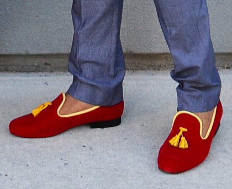 Men’s Designer Red Velvet Shoes - Unik Collection